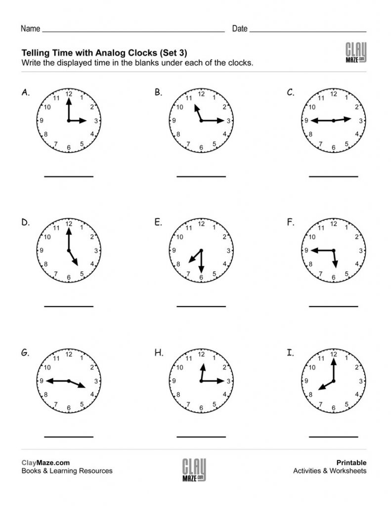 Free Printable Telling Time Worksheets For 1St Grade