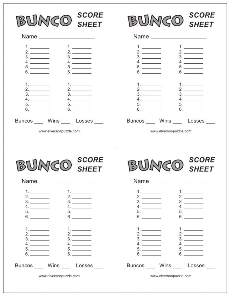 This Is The Bunco Score Sheet Download Page. You Can Free Download ...
