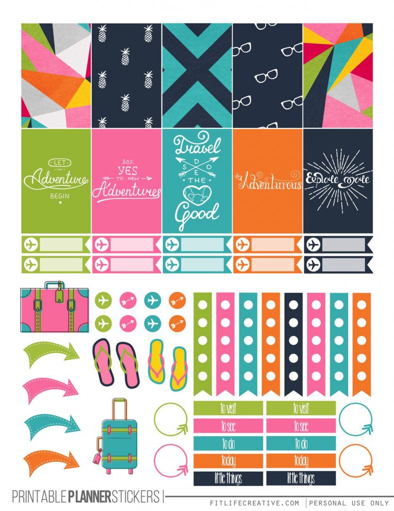 Travel Themed Printable Happy Planner Stickers-Free | Die Cut Crafts ...
