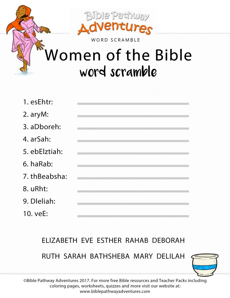 Women Of The Bible Word Scramble | Bible Printables! | Pinterest - Free ...