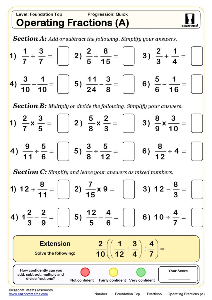 30 Free Maths Worksheets | Ks3 Maths Worksheets, Fractions - Free ...