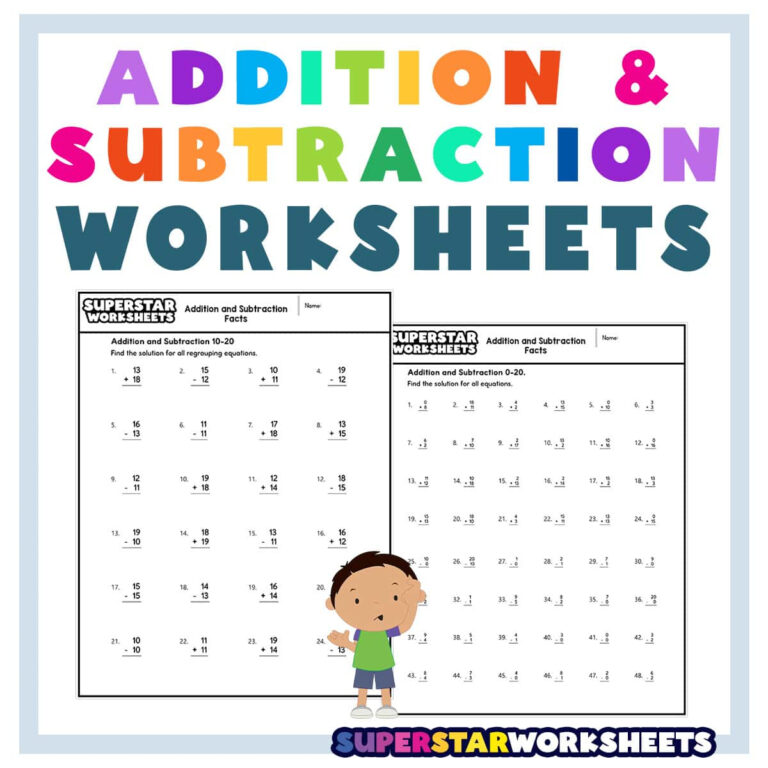 Free Printable Addition And Subtraction Worksheets For 4Th Grade
