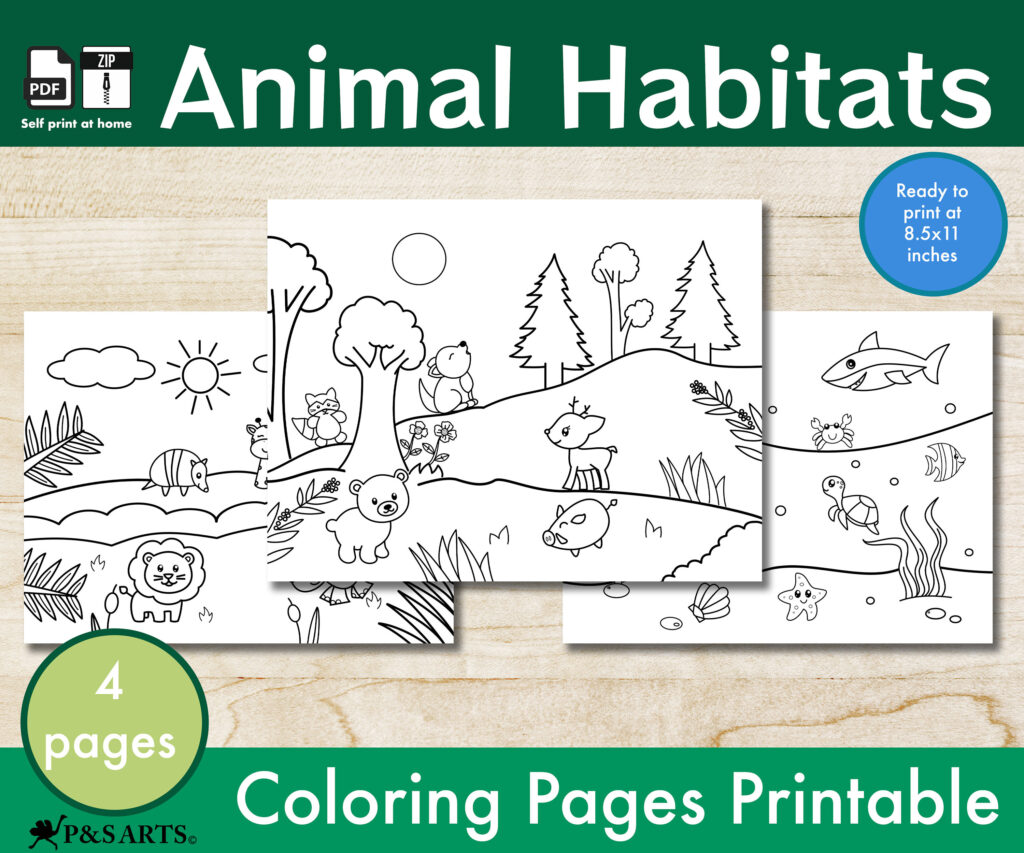 Animal Habitats Coloring Pages Printable, For Toddlers And Kids ...