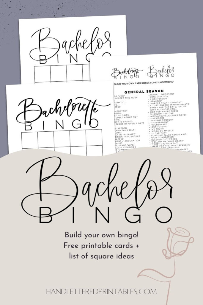 Bachelor Bingo / Bachelorette Bingo Free Printable Cards - Hand - Free ...