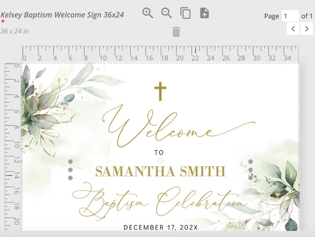 Baptism Welcome Sign Template, Christening Welcome Sign, Green And Gold ...