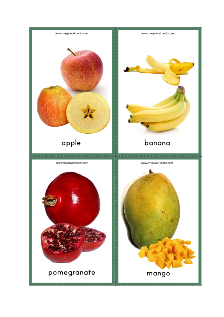 Free Printable Fruits Flashcards For Preschool And Kindergarten ...