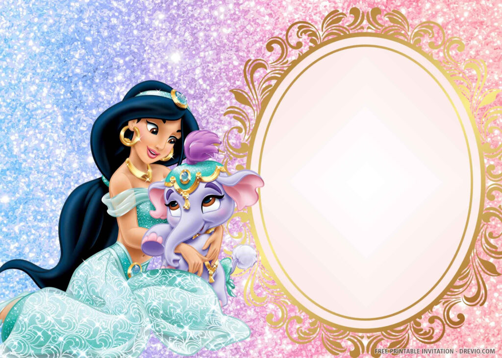 Free Printable) – Princess Jasmine Birthday Invitation Template - Free ...