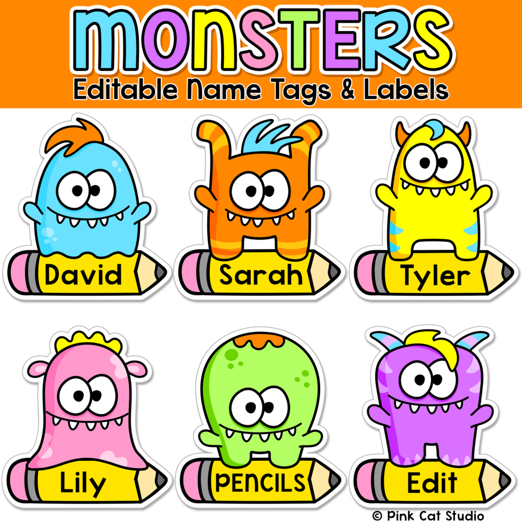 Monster Theme Editable Name Tags & Classroom Labels | Monster - Free ...