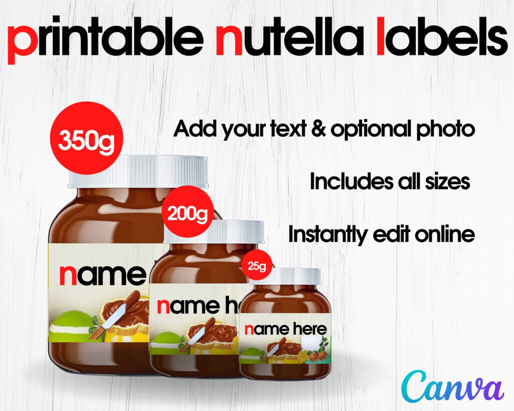 Printable Easter Personalised Nutella Jar Label Digital File - Free ...