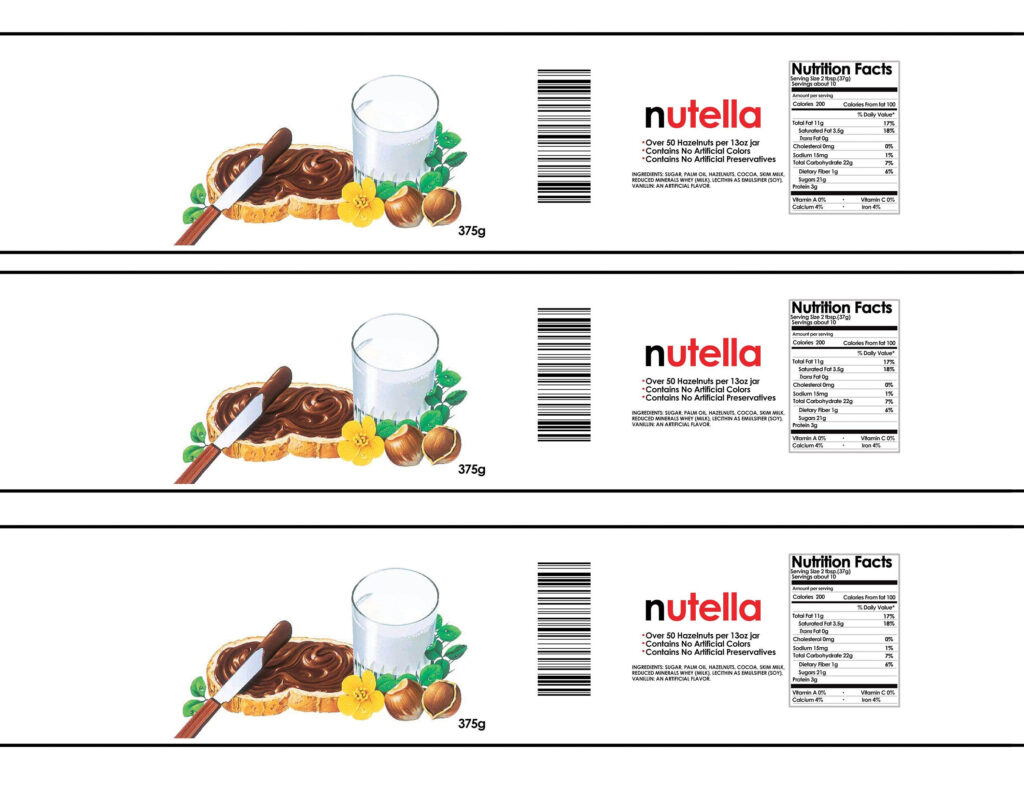 Printable Nutella Label Template Free - Printable Templates Free - Free ...