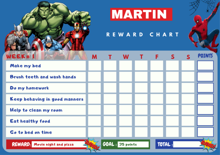Free Printable Batman Reward Chart