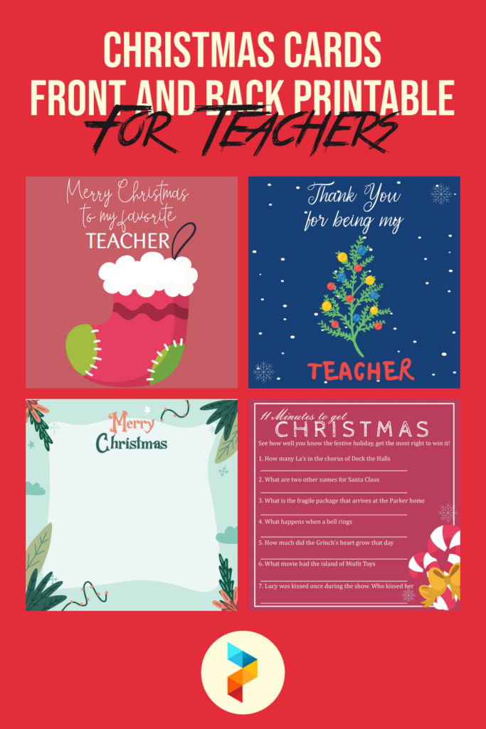 Teacher Christmas Cards: Printable Front And Back Designs - Free ...
